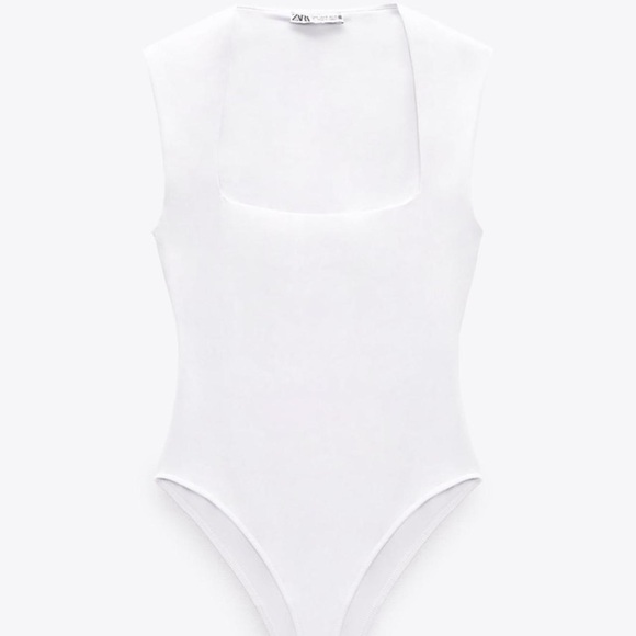 Zara | Tops | Stretch Knit Square Neck Bodysuit | Poshmark